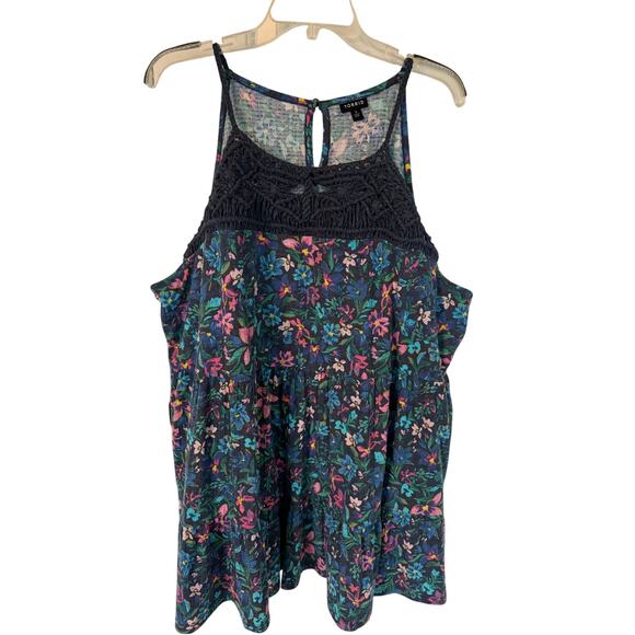 torrid | Tops | Torrid Goddess Tiered Sleeveless Tank Top Blue Floral ...